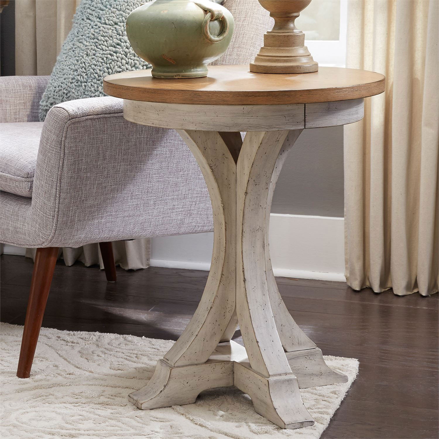 Farmhouse Reimagined Round Chairside Table | Schneiderman's Furniture