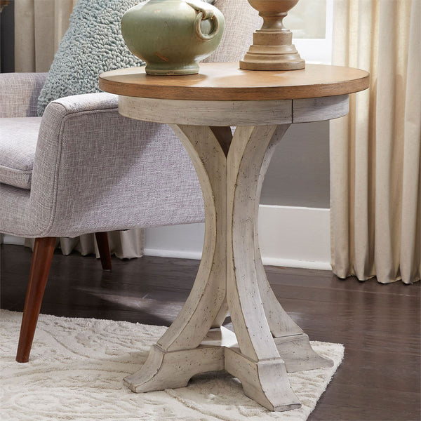 Farmhouse Reimagined Round Chairside Table | Schneiderman's Furniture