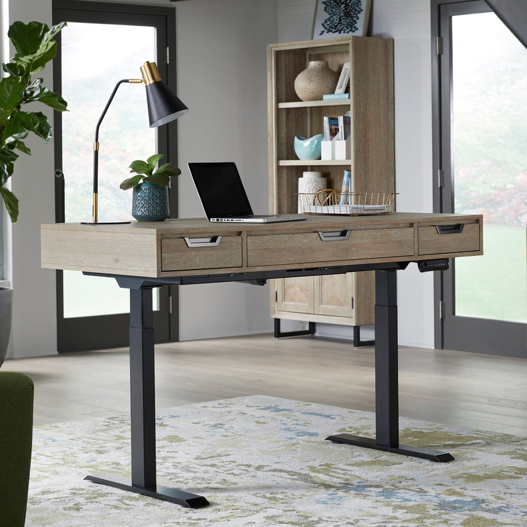 Harper Point Khaki Adjustable Desk | Schneiderman's Furniture