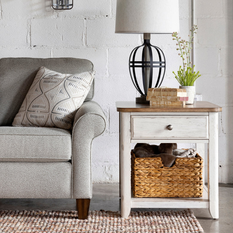 Farmhouse Reimagined Round Chairside Table | Schneiderman's Furniture